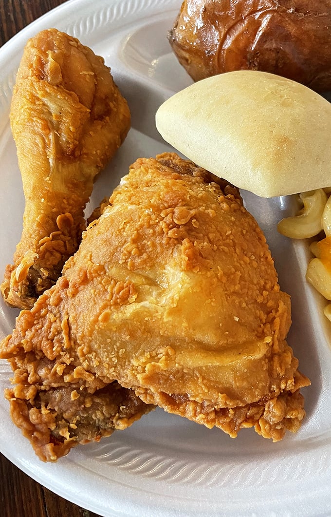 Fried chicken that makes you understand why people write songs about Southern cooking – crispy, golden, and worthy of its own fan club.