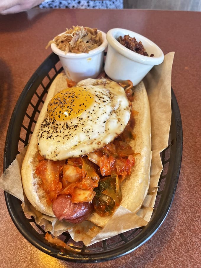 Breakfast meets lunch in this egg-topped masterpiece. It's what would happen if your morning and midday meals had a delicious love child.