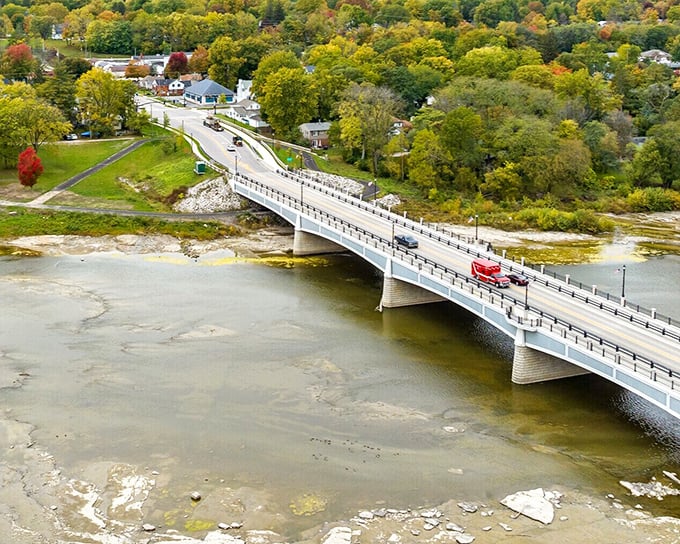The Interurban Bridge spans the Maumee River like a lifeline, connecting communities while offering spectacular views that no filter could improve.