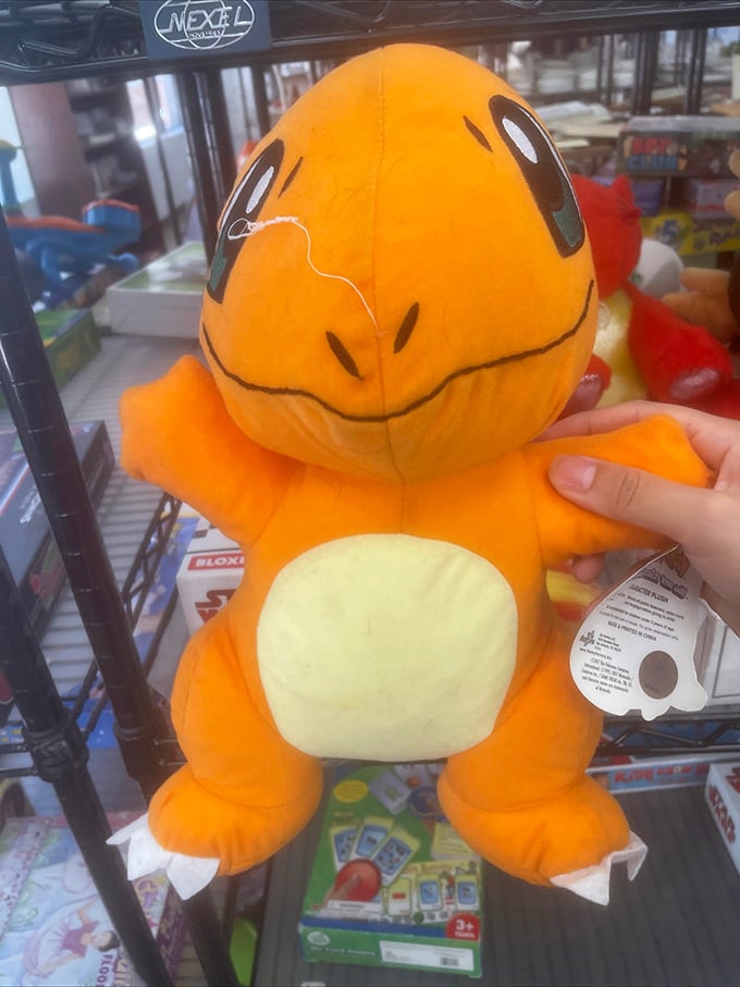 "Choose me!" says this Charmander plushie, proving even Pokémon need second homes when their trainers outgrow their collecting phase.