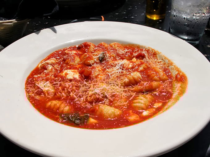 Gnocchi in tomato sauce, each pillow of potato perfection swimming in what Sunday dinner dreams about.