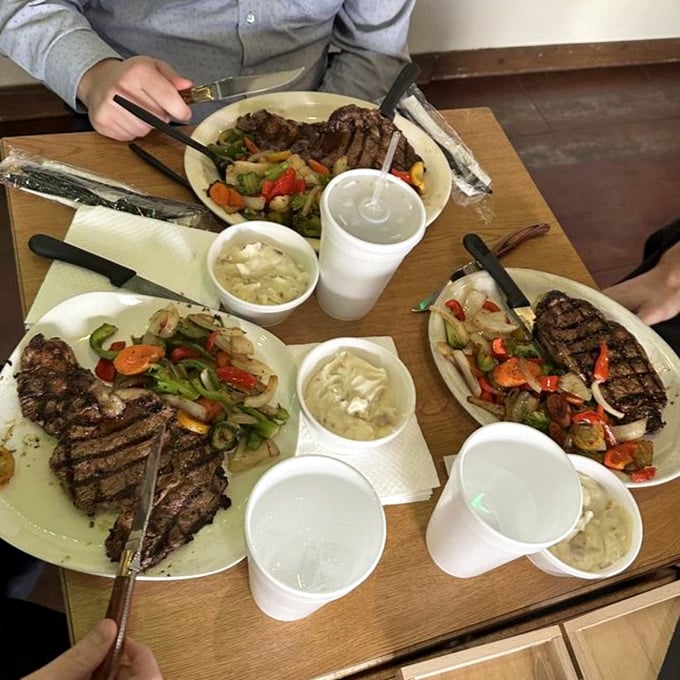 Steak night brings out the serious eaters. Those grill marks aren't just for show—they're flavor geography mapping out deliciousness.