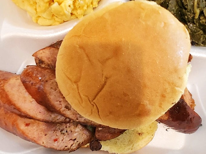 This sausage sandwich isn't playing games – it's bringing smoky, juicy perfection to the bun party, with a side of respect.