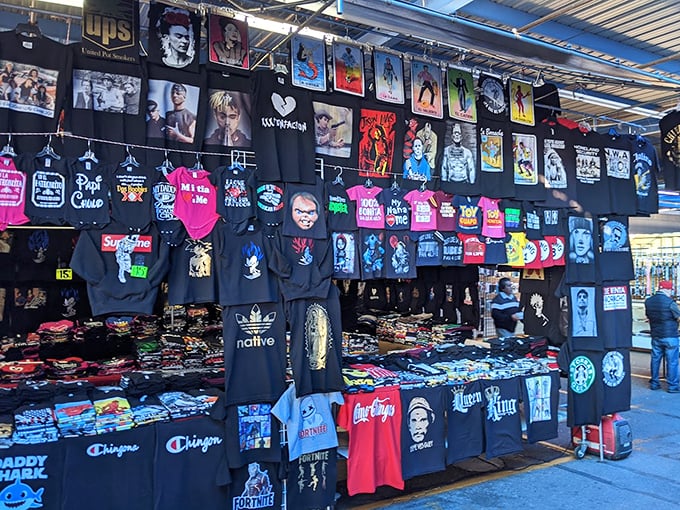 T-shirt tapestry telling pop culture stories through fabric—where your favorite bands, movies, and memes become wearable conversation starters.