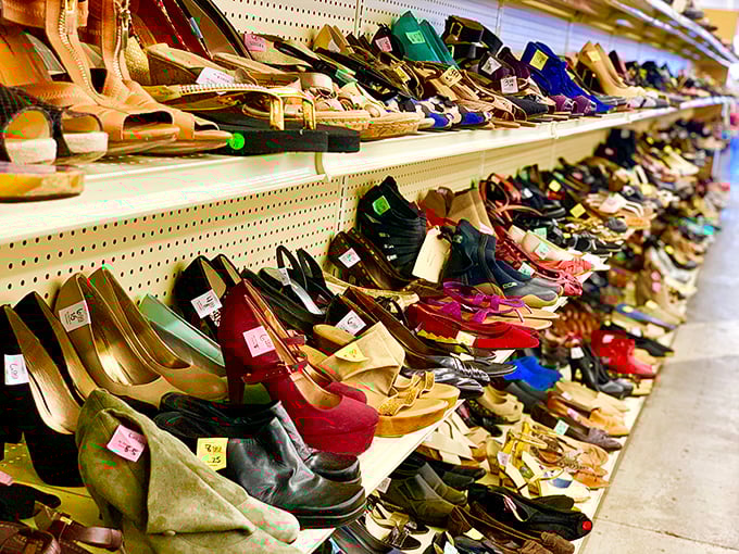 Cinderella didn't have this many options! A rainbow of footwear possibilities stretches as far as the eye can see.
