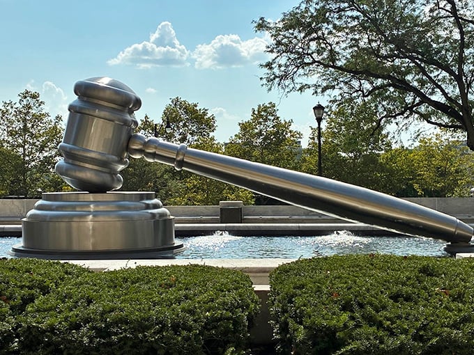 Gleaming in the sunlight, this polished metal masterpiece makes an ordinary courthouse visit feel like you've stumbled onto the set of a legal-themed sci-fi movie.