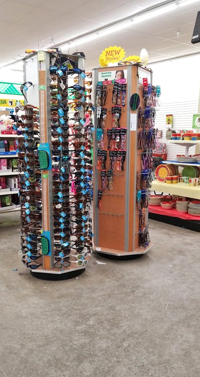 Sunglasses galore! Fashion meets function in these rotating displays where you can channel your inner celebrity without the celebrity price tag.