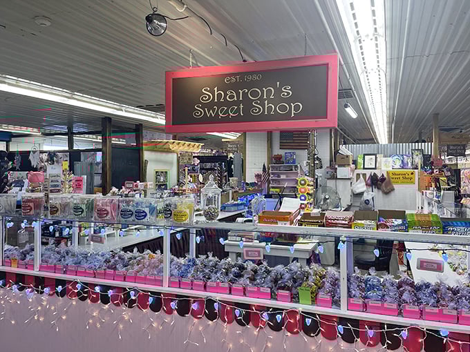 Sharon's Sweet Shop tempts market-goers with colorful confections that make diets merely theoretical concepts for the day.