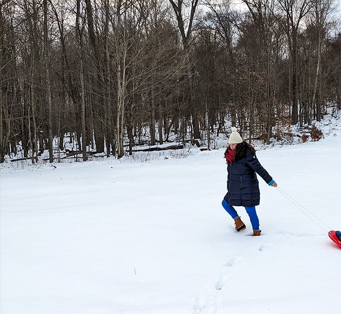 Winter wonderland in action! When Pennsylvania dresses in white, Parker Dam becomes the perfect playground for those who embrace the chill.