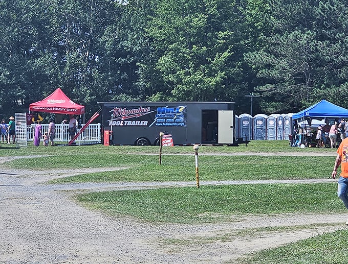 Even the portable facilities get the VIP treatment here. No luxury is spared when nature calls during a double feature.