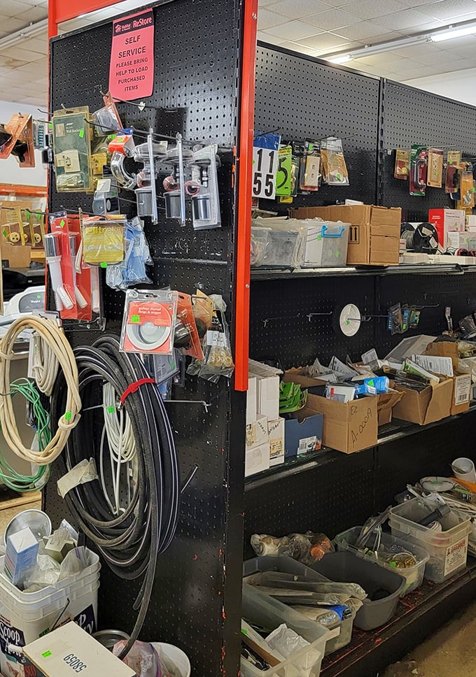 The "self-service" sign above this DIY paradise is basically saying, "Yes, you CAN fix that yourself – and affordably too!"