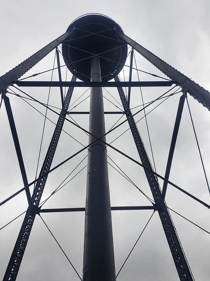 Looking up from the base reveals the impressive engineering behind this whimsical wonder—structural support never looked so appetizing.