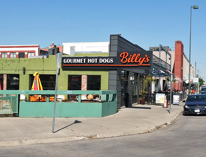 Billy's green storefront stands out in Denver's trendy RiNo district – a beacon for those who appreciate hot dog craftsmanship.