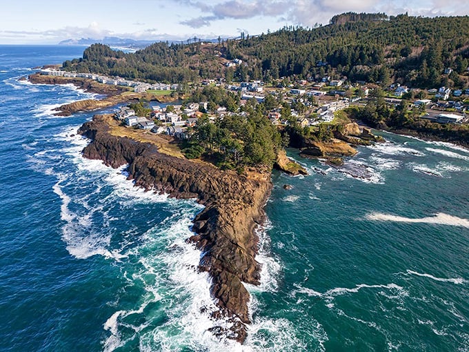 Depoe Bay's tiny harbor squeezes boats through an impossibly narrow opening – maritime threading the needle at its finest.