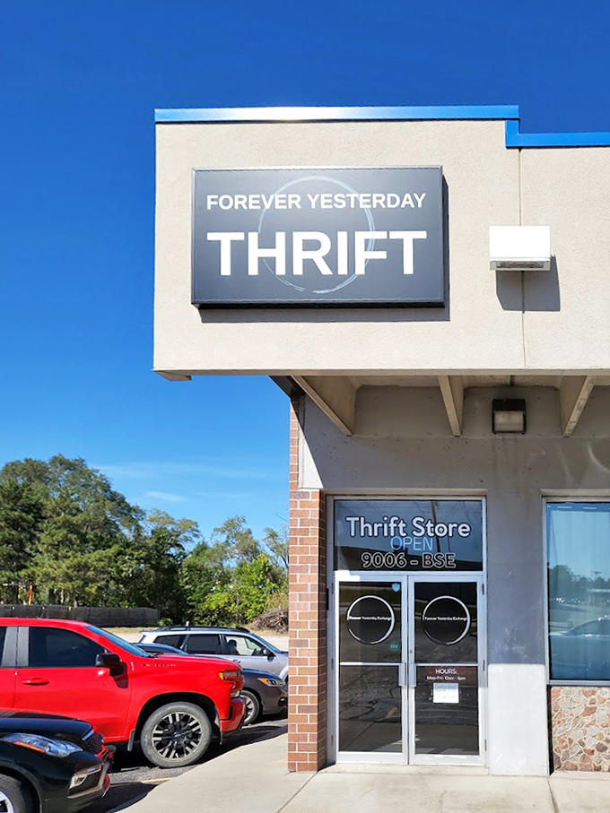 Forever Yesterday's sleek signage offers a modern gateway to nostalgic treasures from days gone by.