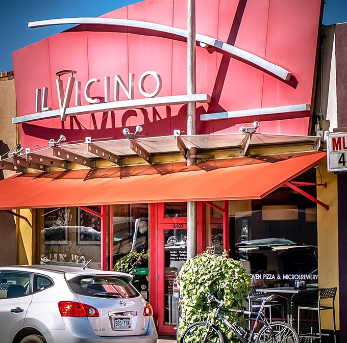 Il Vicino's bold red exterior is like a matador's cape – impossible to ignore and promising an exciting experience inside.
