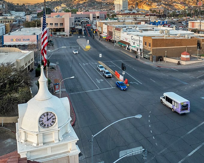The iconic clock tower watches over Nogales's charming downtown, where cross-border shopping adds spice to retirement living at bargain prices.