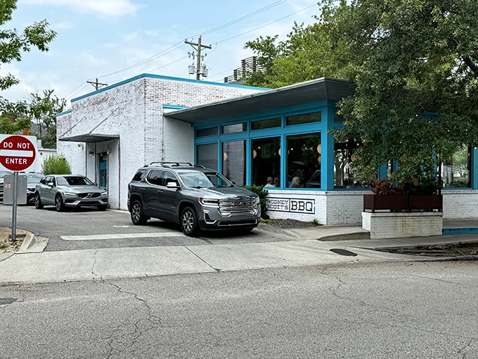 Rodney Scott's modern blue building houses centuries-old cooking traditions – the best kind of time machine.