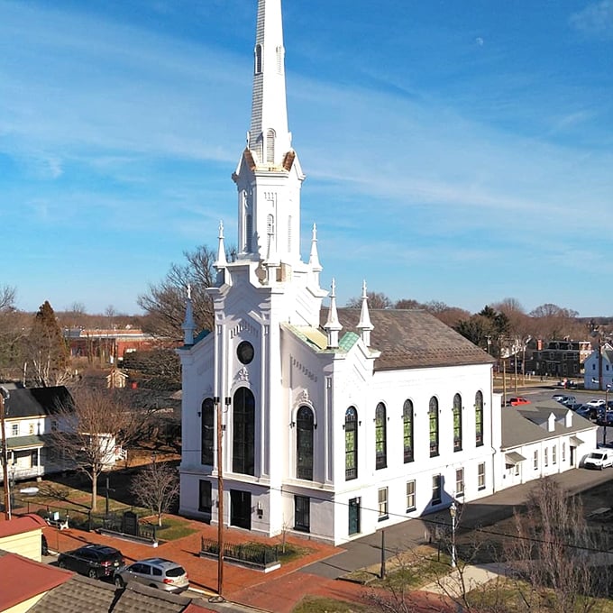Salem's white-steepled church towers over historic downtown, where colonial charm meets prices from a simpler era.