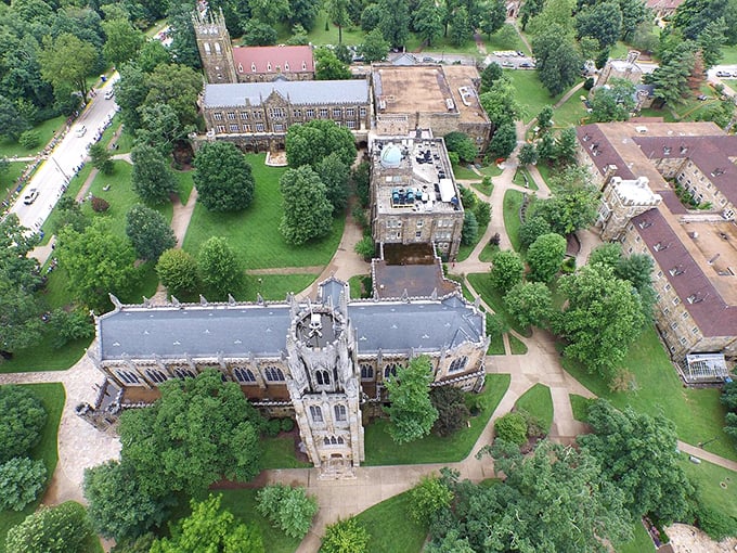 Sewanee's Gothic architecture rises majestically among the trees, looking more like an ancient European university than a Tennessee mountain town.