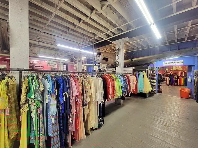 The Garment District's colorful banner announces two giant stores under one roof for the ultimate thrifting adventure.