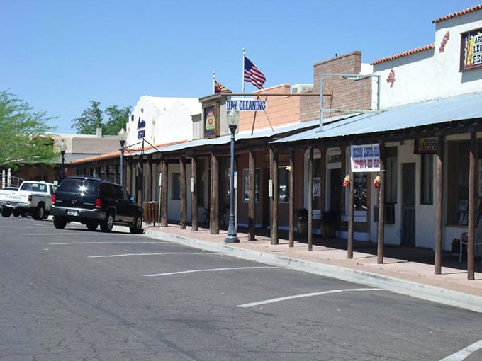 Wickenburg's main drag looks ready for a Western movie shoot—just add tumbleweeds and a showdown at high noon.