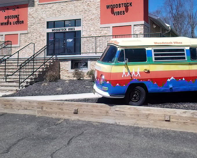 That groovy VW bus outside sets the perfect retro mood for vintage treasures waiting inside.