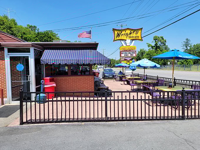 Wright's Dairy-Rite stands ready to transport you back to sock hops and letterman jackets.