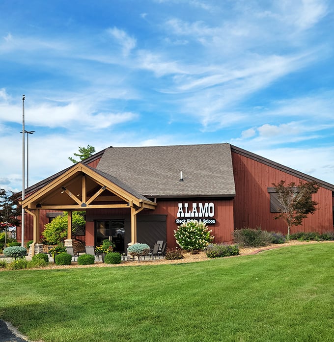 Those timber beams and stone accents set the perfect stage for serious carnivore satisfaction.