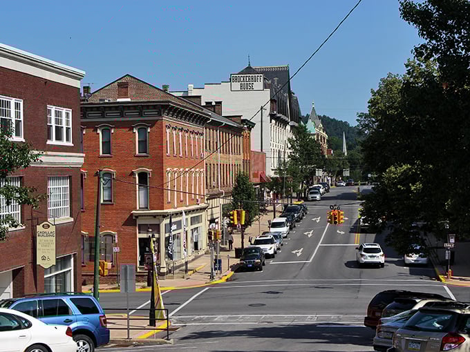 This tree-lined main street slopes gently downward like a welcoming embrace into small-town Pennsylvania perfection.