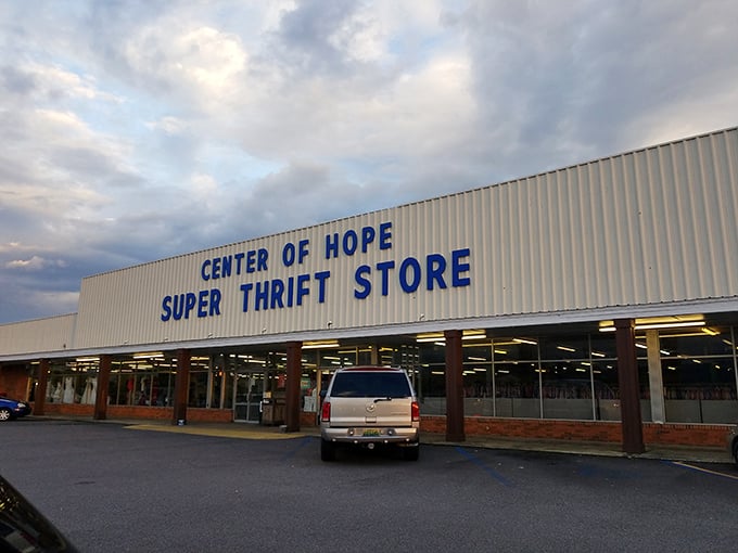 Metal siding conceals retail magic where donated goods get second chances and smart shoppers score first-class deals.