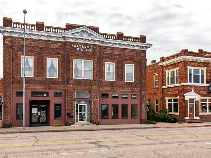 Standing proud and sturdy, the Fraternity Building feels like the town’s handshake—firm, classic, and full of character.