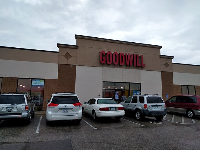 Clouds gather above this spacious Goodwill, but inside it's always bright with bargain possibilities.