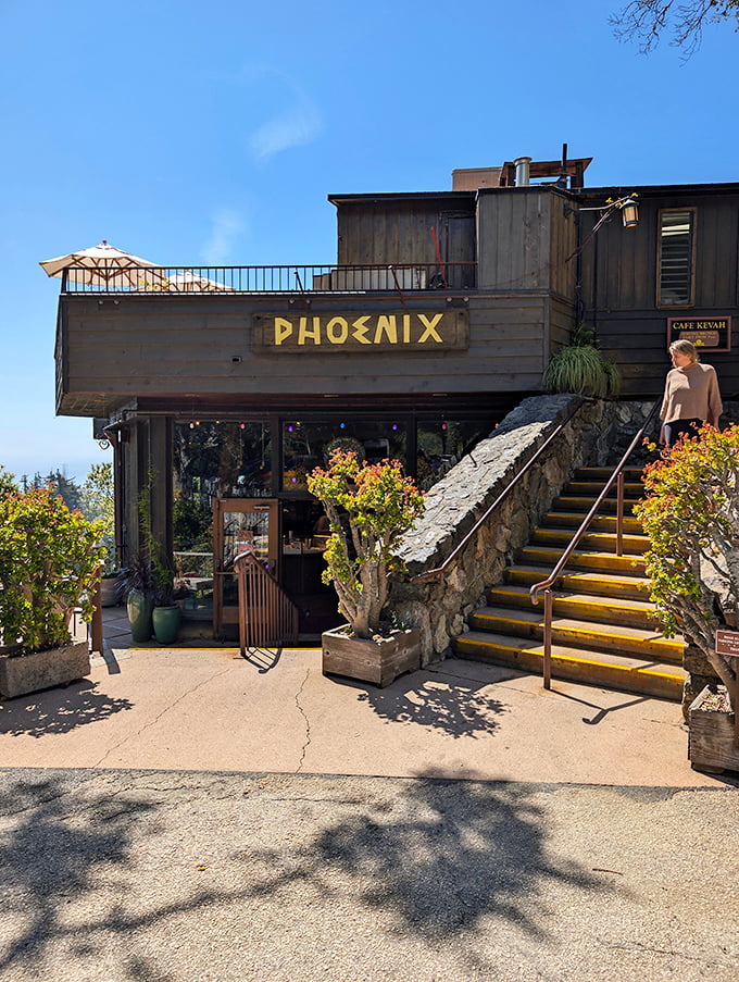 The rustic architecture blends seamlessly with Big Sur's natural beauty - dining becomes an outdoor adventure.