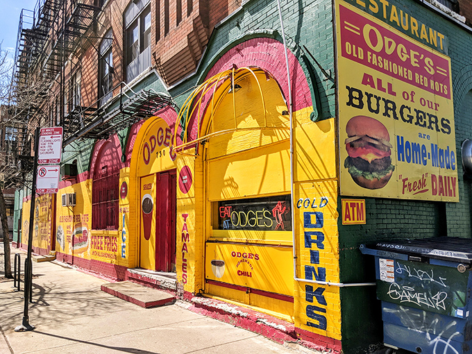 Odge's vibrant exterior is like its burgers—bold, unapologetic, and guaranteed to leave a lasting impression on anyone lucky enough to visit.