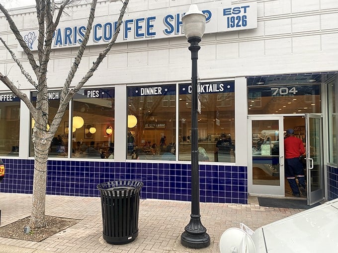 Classic storefront simplicity promises the kind of no-nonsense breakfast that built America's morning traditions.