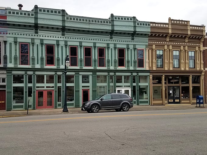 These lovingly restored façades along Stanford’s Main Street wear their history in every brushstroke of color.