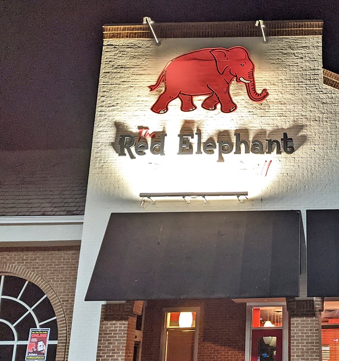 A crimson elephant leads the way to some of Tallahassee's most creative pies. This isn't just pizza—it's a safari for your taste buds!