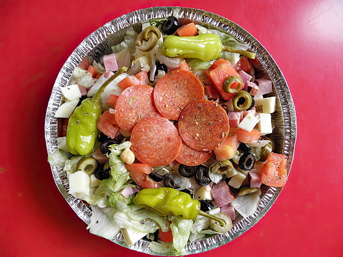 An antipasto salad that doesn't skimp on the good stuff—where vegetables are merely the supporting actors to the star meats and cheeses.