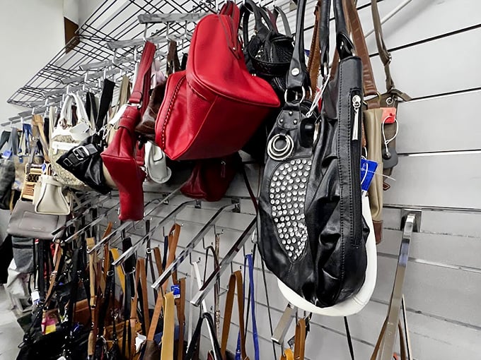 Handbag heaven for the accessory enthusiast, where yesterday's status symbols hang hopefully, waiting for their next shoulder to ride.