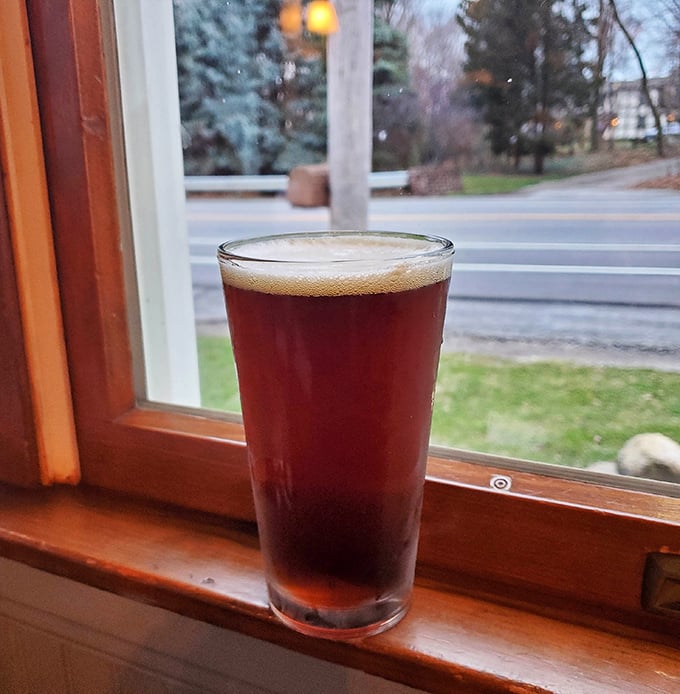 A perfectly poured amber brew catching the late afternoon light—because sometimes the best view of Ohio comes through a glass of local craft beer.