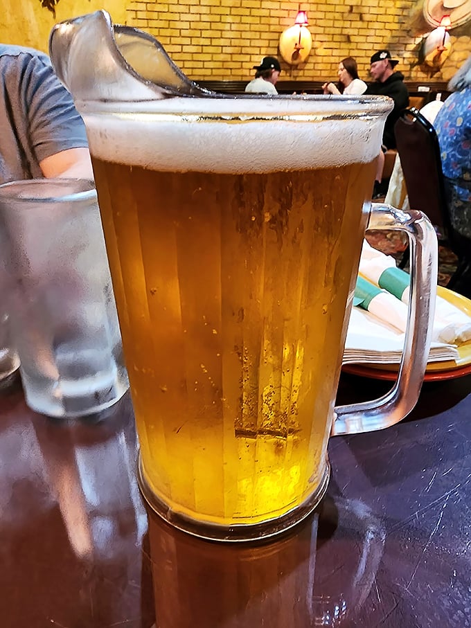 A pitcher of cold beer: nature's perfect companion to hot pizza since humans first discovered both magical creations.