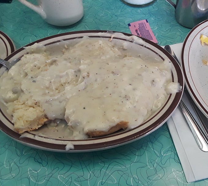 Biscuits and gravy – the breakfast equivalent of a warm hug from your grandmother, if your grandmother was an award-winning Southern chef.