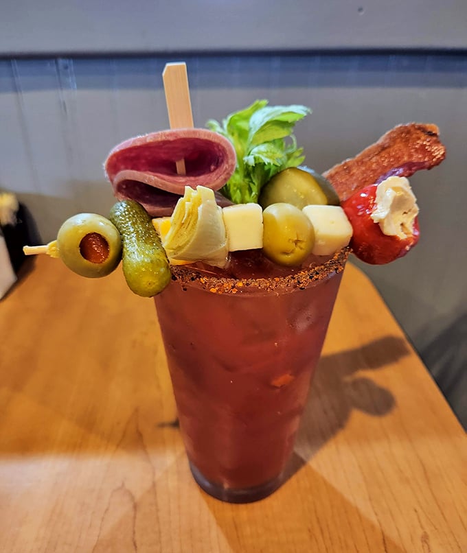 Their Bloody Mary isn't just a drink—it's a garden party in a glass, complete with enough garnishes to count as a small appetizer.