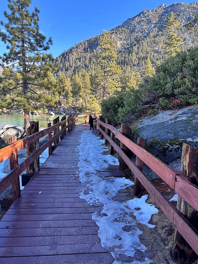 This boardwalk leads you through the forest toward Spooner Lake, promising scenic rewards with every wooden step forward.