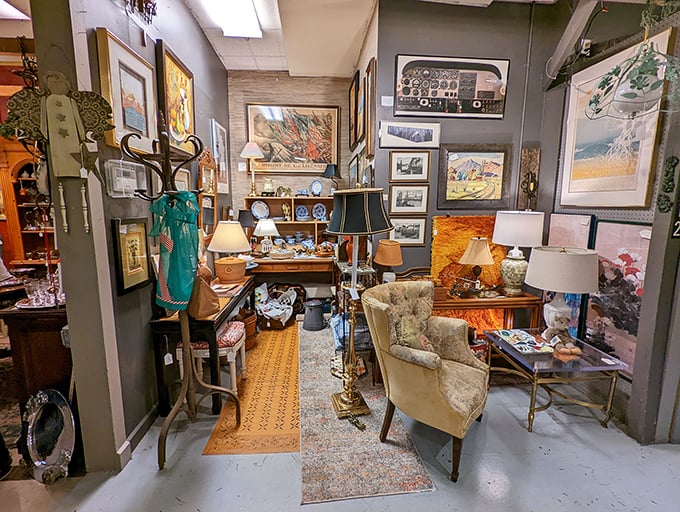A perfectly curated booth that feels like stepping into your stylish grandmother's living room – if she had impeccable taste.