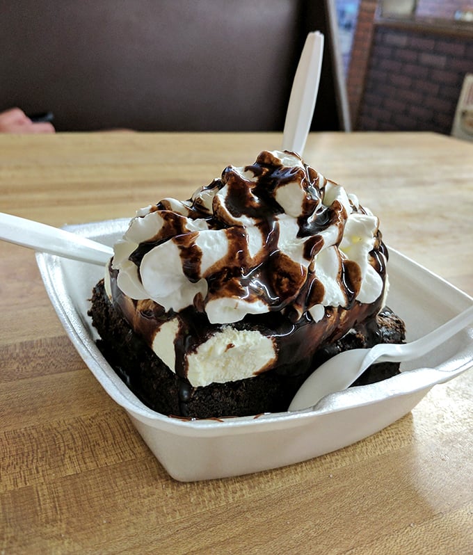 The brownie sundae doesn't just satisfy your sweet tooth—it throws a full-blown celebration for it, complete with whipped cream confetti.