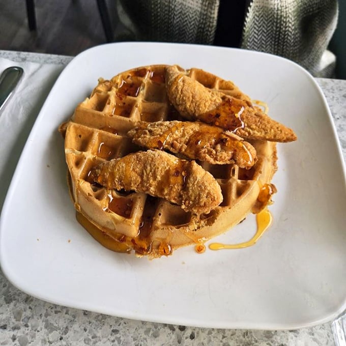 Chicken and waffles: the breakfast equivalent of wearing a tuxedo with sneakers—unexpectedly perfect together and worth every delicious, contradictory bite.