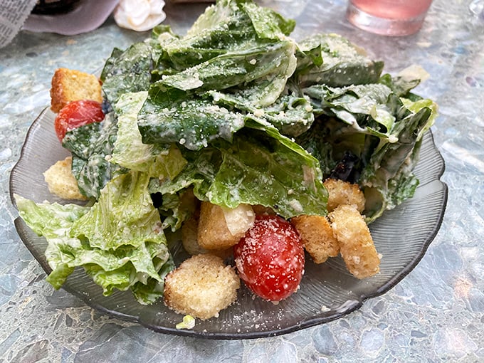 A Caesar salad that Julius himself would approve. Crisp romaine, perfect croutons, and a dressing that deserves its own fan club.