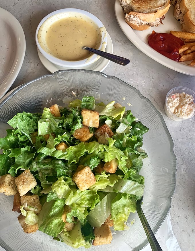 A Caesar salad that actually makes eating greens exciting. Those homemade croutons are the supporting actors who steal the show.